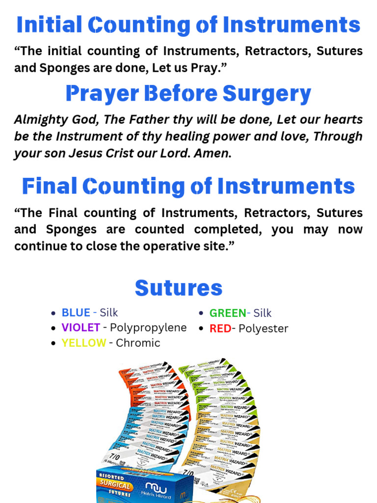 Prayer and Instrument Count for Surgery | PDF | Surgical Suture