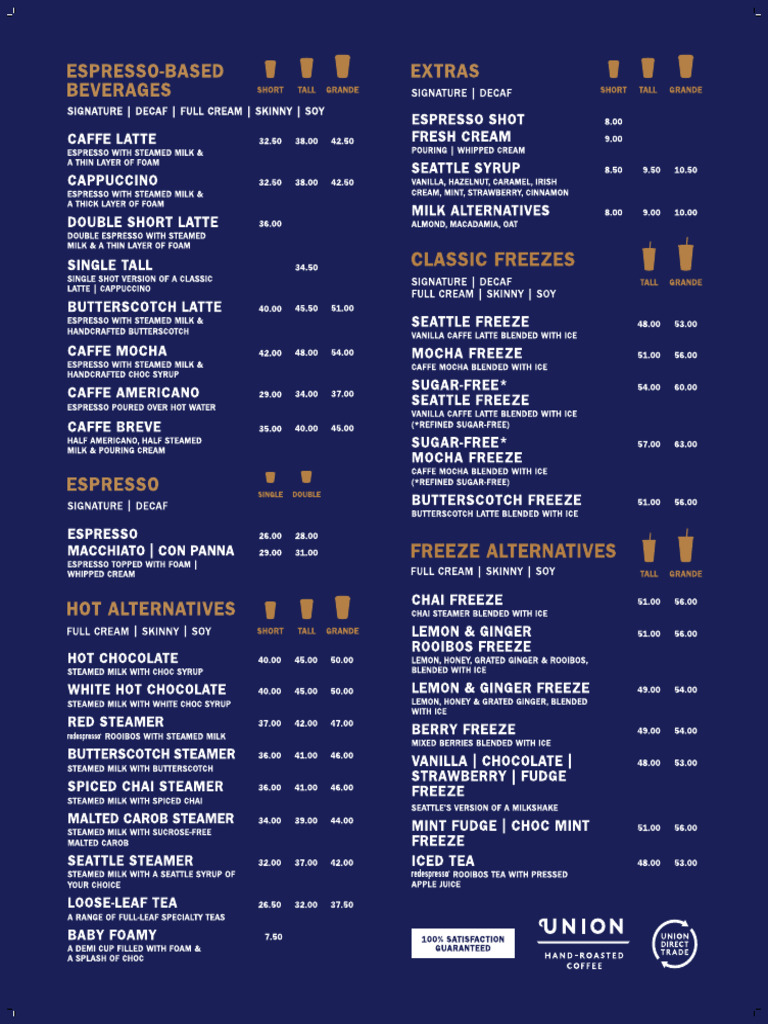 Seattle Coffee Menu | PDF