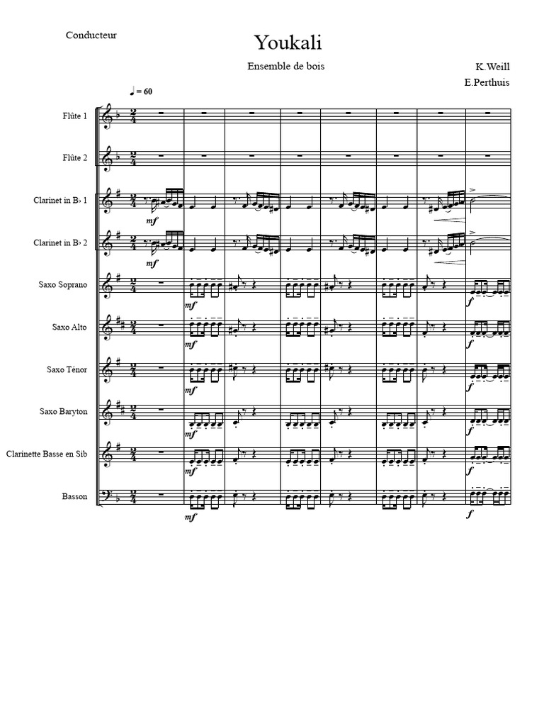 Youkali - Ensemble de Bois - Conducteur | PDF | Woodwind Instruments ...