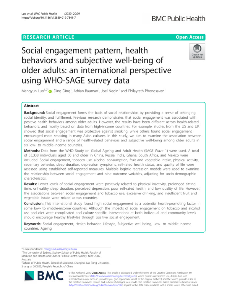 BMC, Understanding Subjective Well-Being: Perspectives From Psychology ...