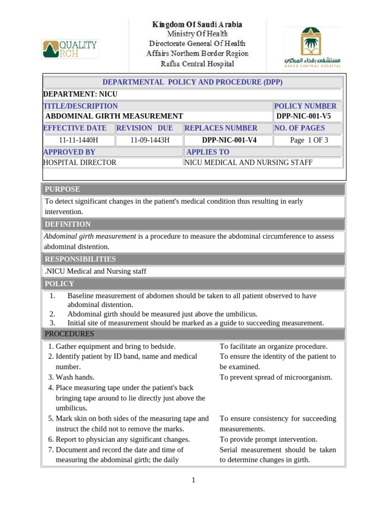 Abdominal Girth Measurement-1 | PDF | Waist | Neonatal Intensive Care Unit