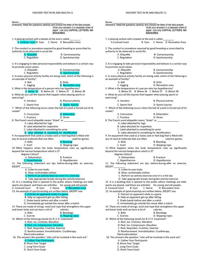 Pe and Health Mastery 2q | PDF