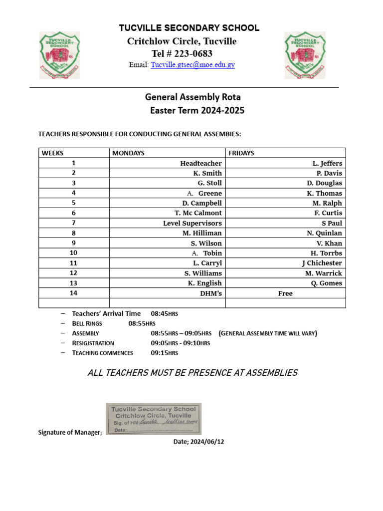Assembly Rota | PDF