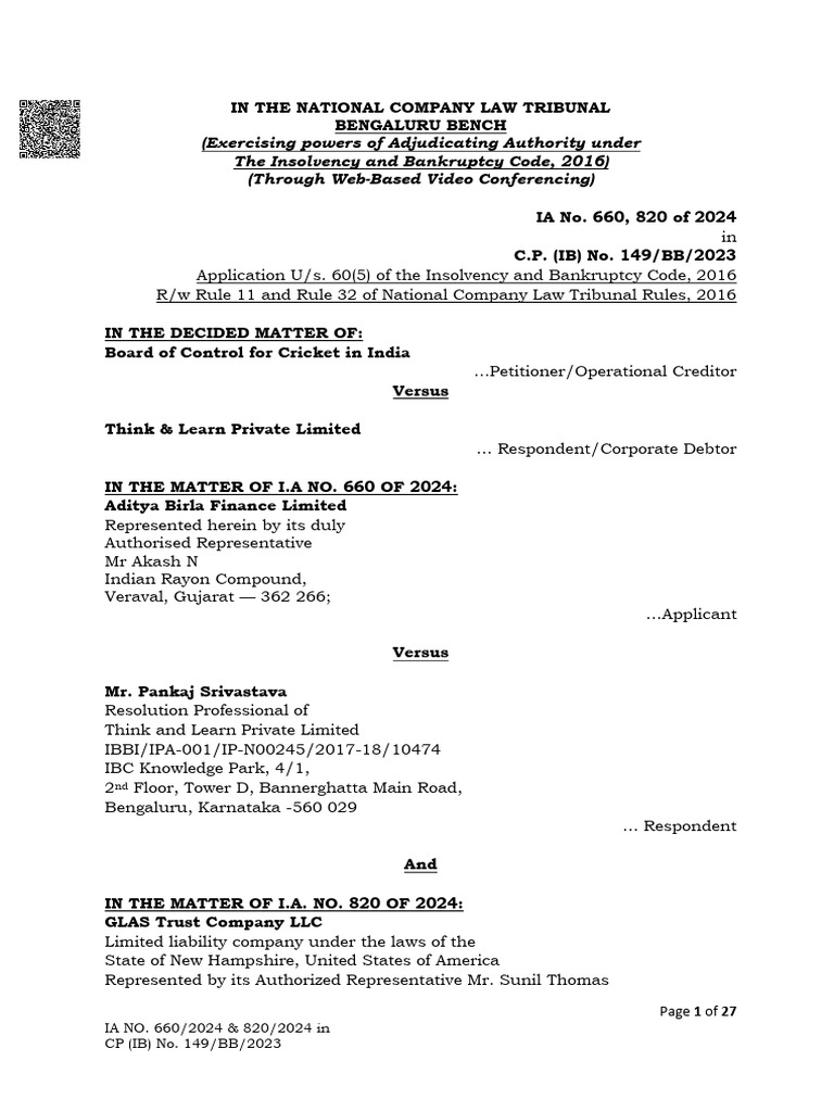 Byjus Order | PDF | Bankruptcy | Bankruptcy In The United States