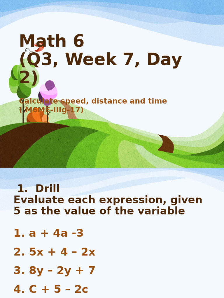 Calculate Speed, Distance and Time (Q3, W7, D2) | PDF | Speed | Distance