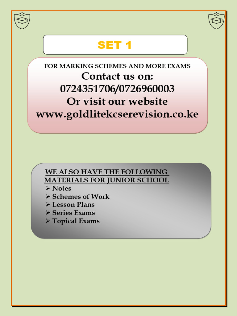 Grade 7 Set 1 Term 1 Series Exams | PDF | Soil | International System ...