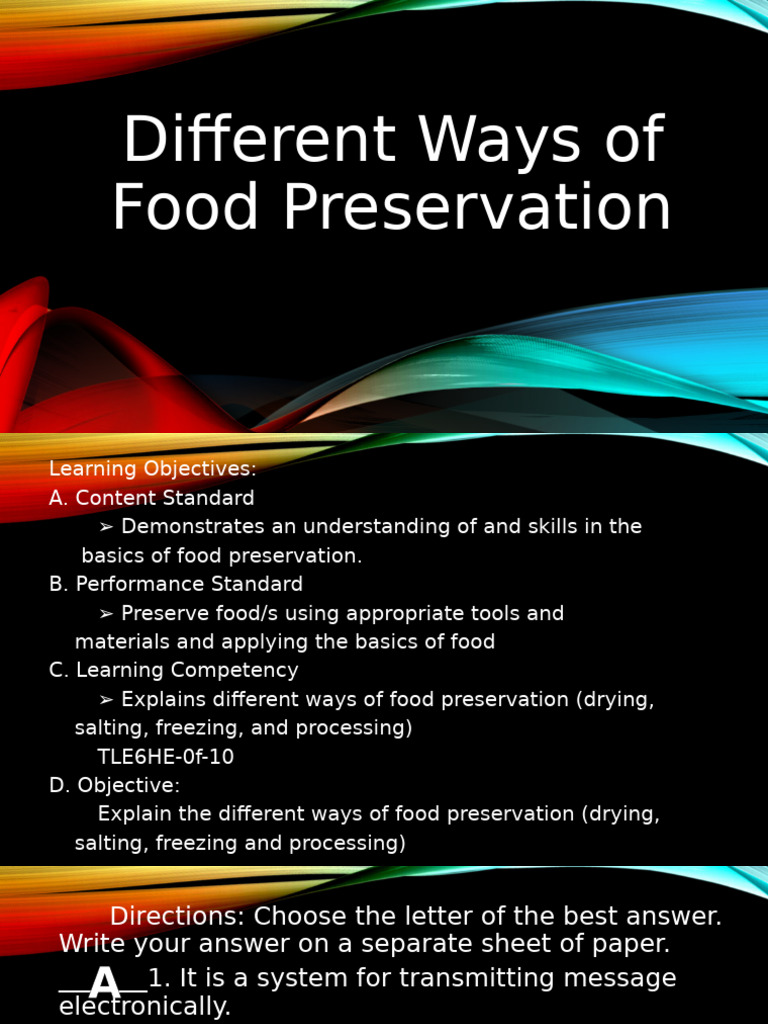 Methods of Food Preservation Explained | PDF | Food Preservation | Pickling
