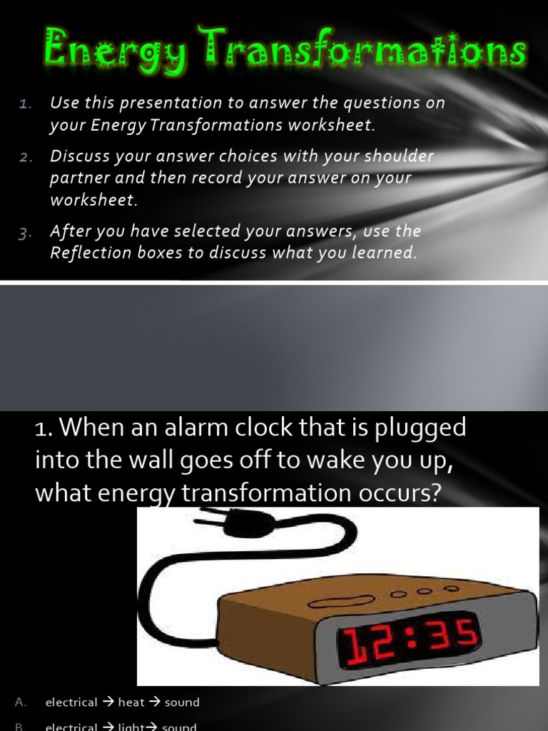 Energy Transformations Activity | PDF | Heat