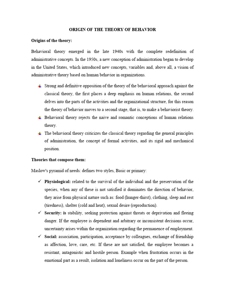 Origins of Behavioral Theory in Management | PDF | Motivation ...