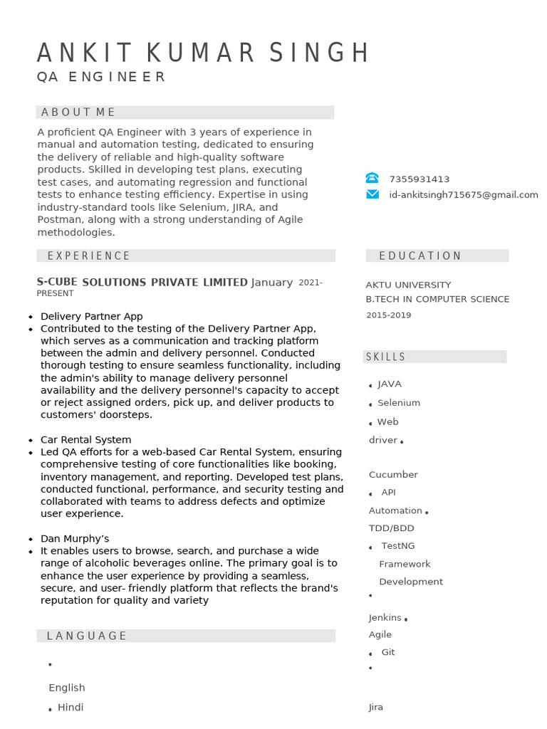 ANKIT KUMAR SINGH 3 Years | PDF | Software Development Process ...