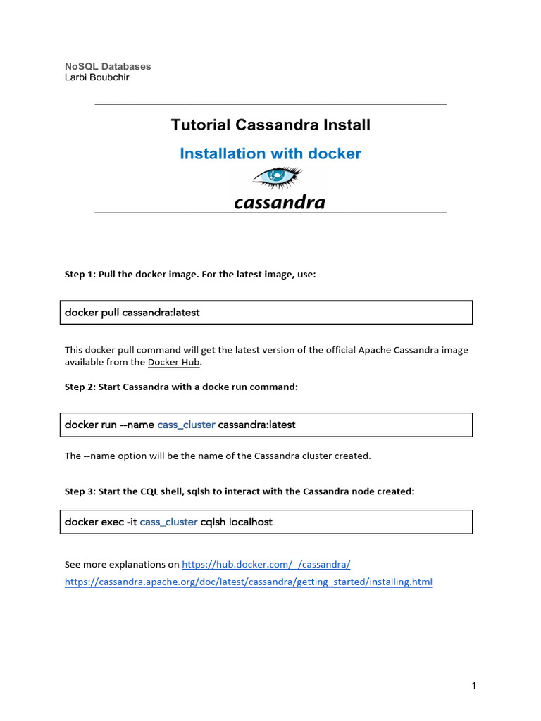 Tutorial Cassandra Install With Docker | PDF