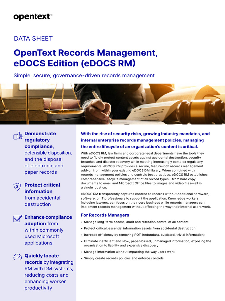 Opentext Ds Records Management Edocs Edition En | PDF | Records Management | Information ...