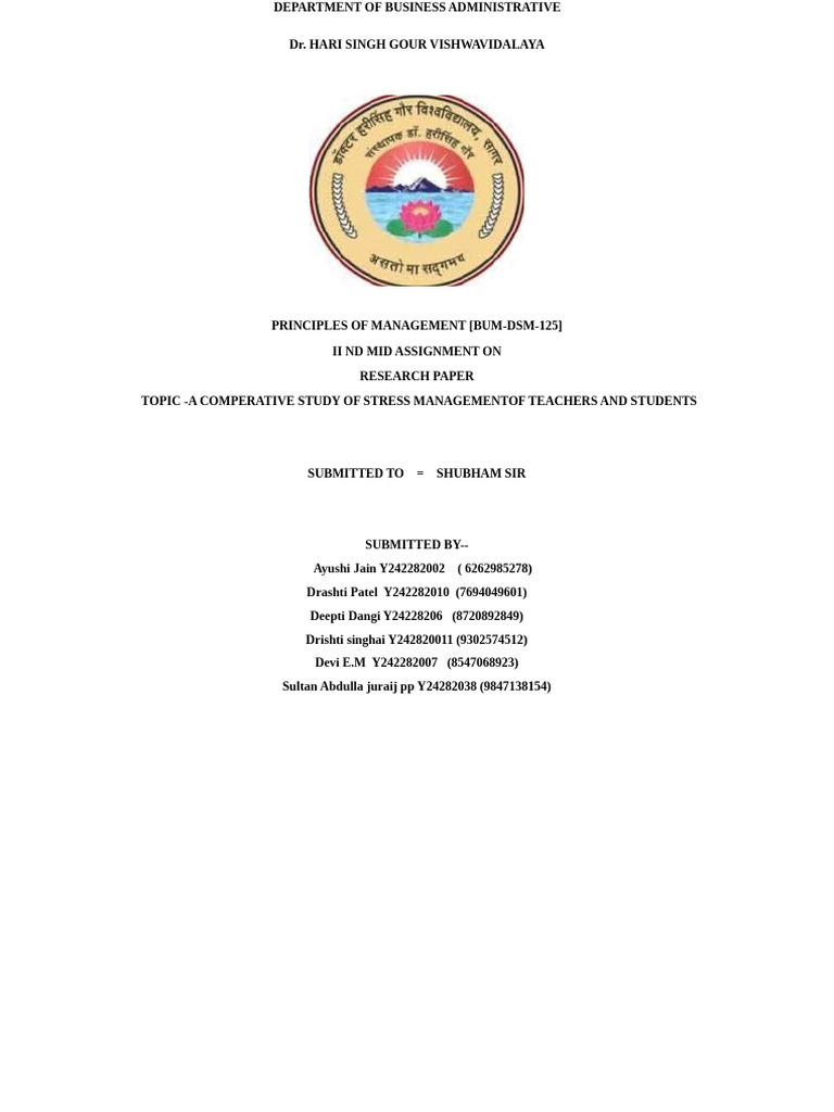 Pom Ayushi 2024 Mba | PDF | Stress (Biology) | Occupational Stress