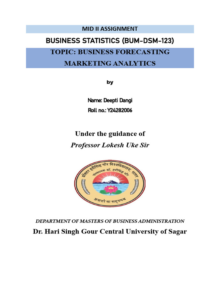 MBA Students: Business Forecasting | PDF | Autoregressive Integrated Moving Average | Forecasting
