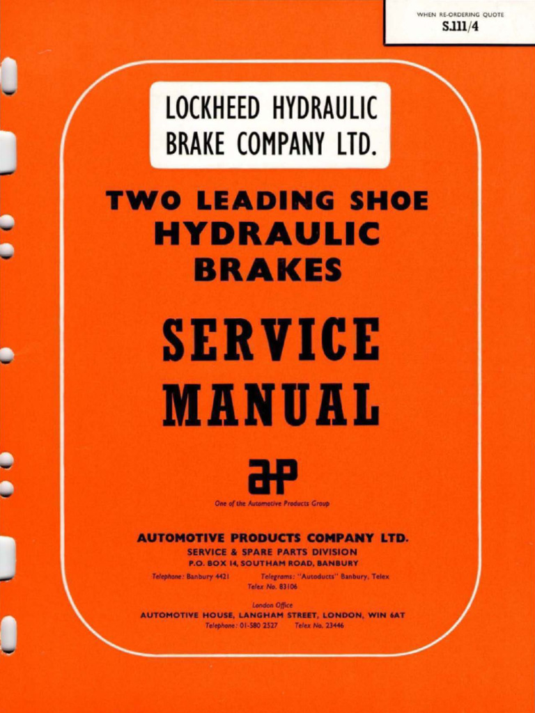 Lockheed Hydraulic Brake Guide | PDF | Brake | Piston