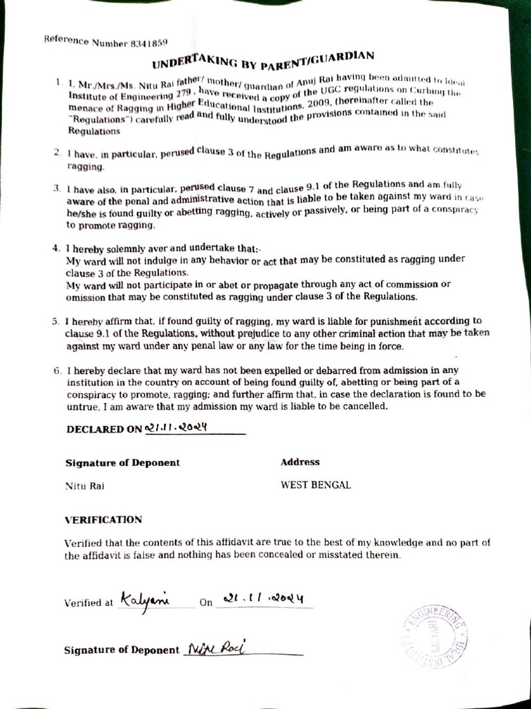 Parent Antiragging Anuj Rai - Compressed | PDF | Affidavit | Justice