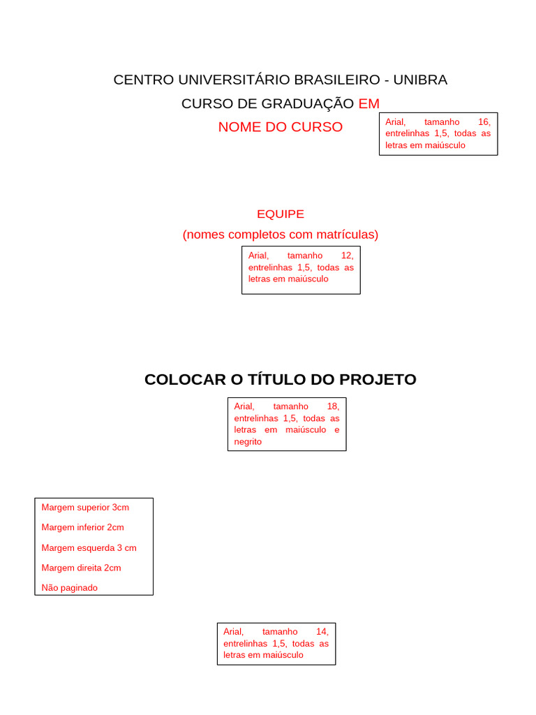 Normas para Projetos Acadêmicos UNIBRA | PDF