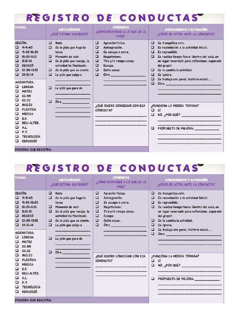 registro de conducta | PDF