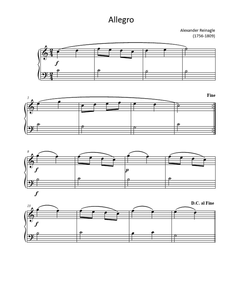 Reinagle Allegro | PDF