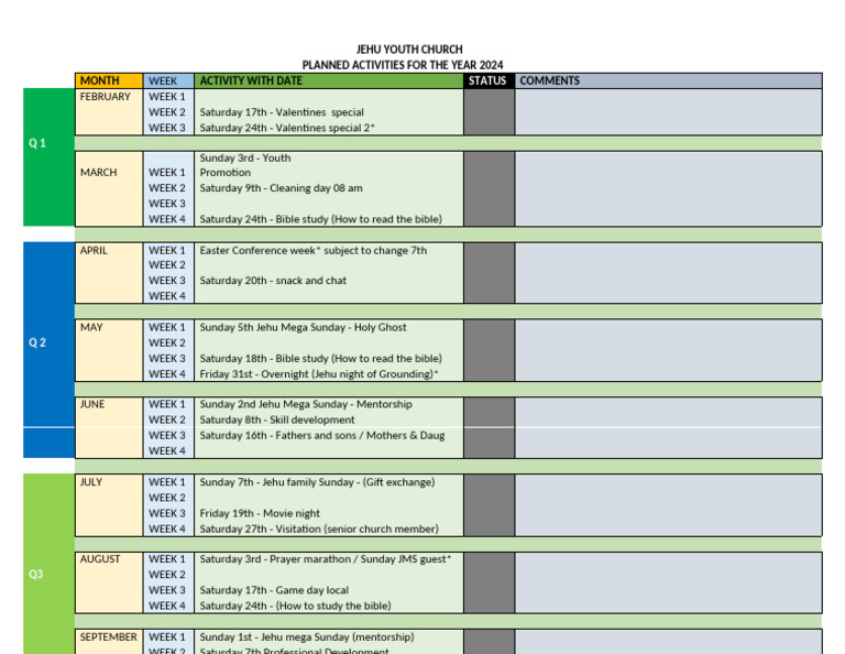 2024 Planned Activities Schedule | PDF