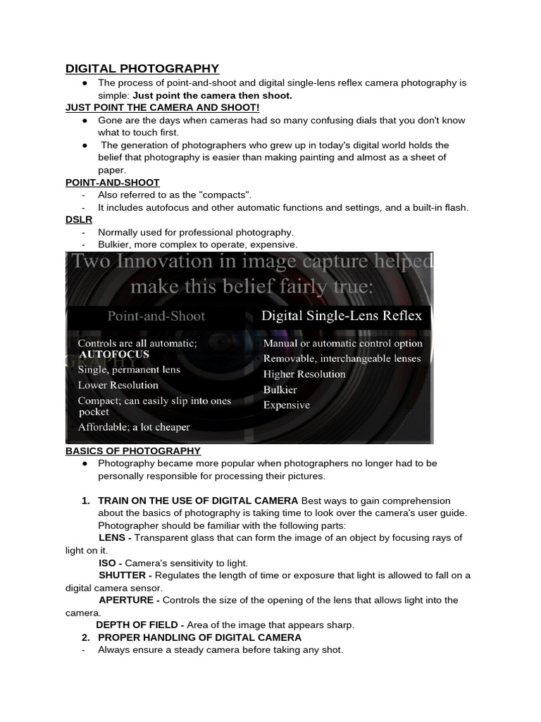 Digital Photography Basics and Tips | PDF