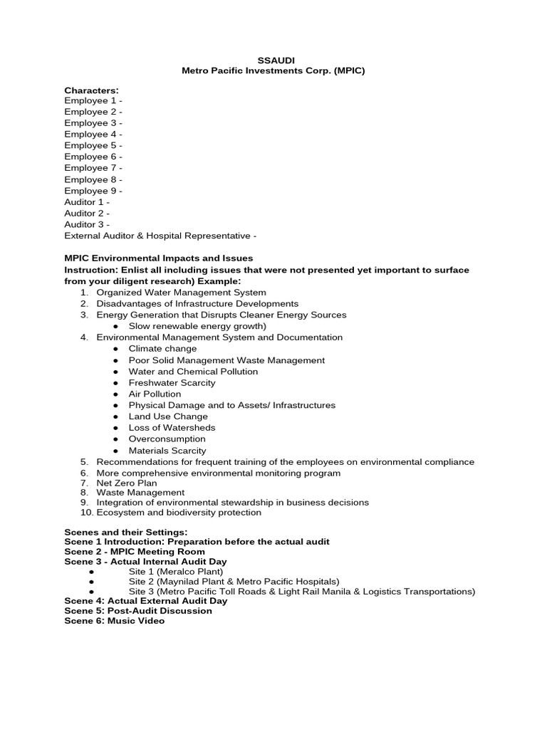 Environment Audit Role Play Script SSAUDI MPIC | PDF | Infrastructure | Audit