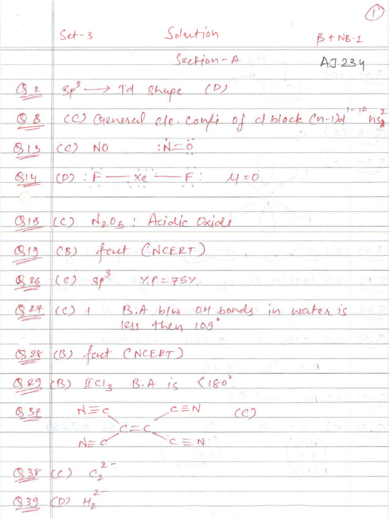 NB1 + Aj234 Chemistry Solution | PDF