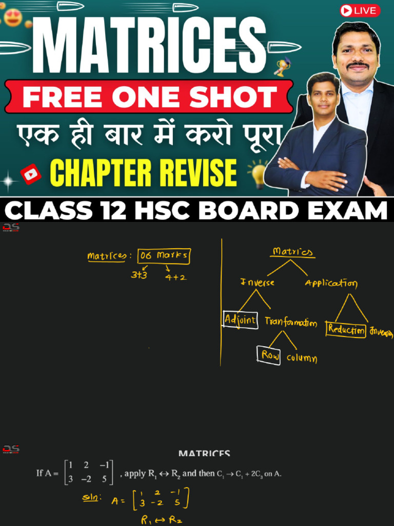 Matrices Yt One-Shot Lec Series | PDF