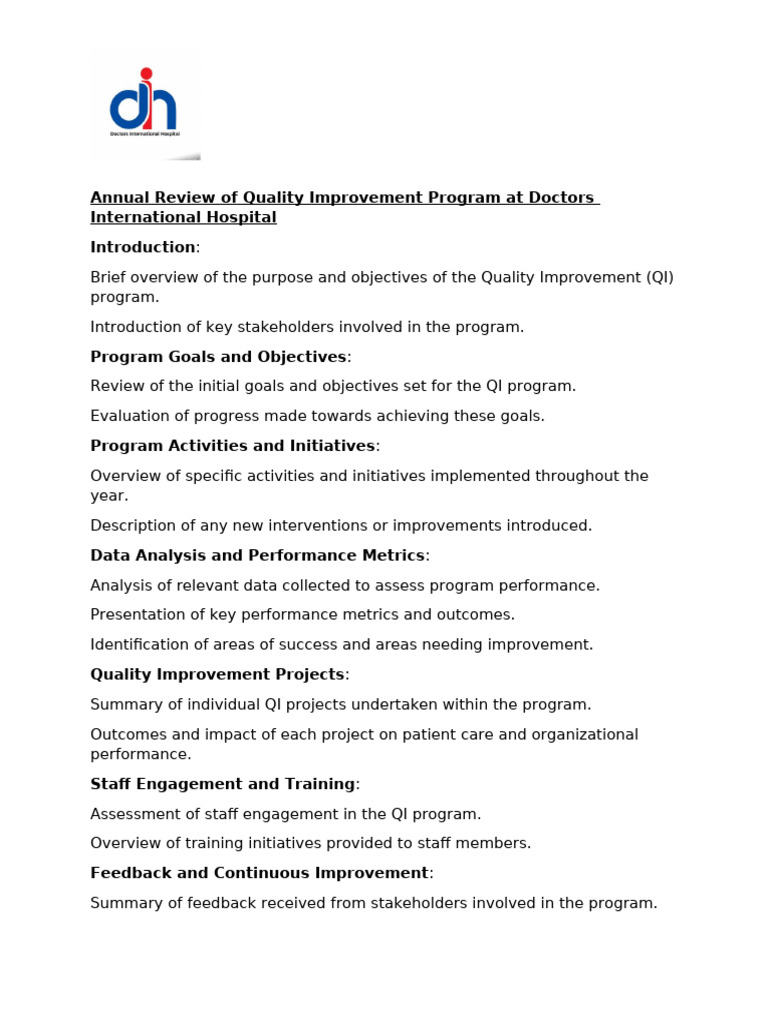 Annual Quality Improvement Review | PDF