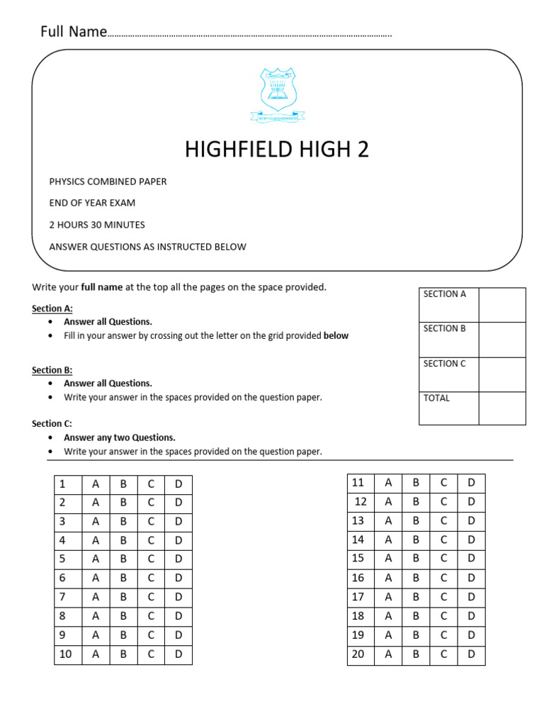 Form 3 Physics Combined Paper | PDF