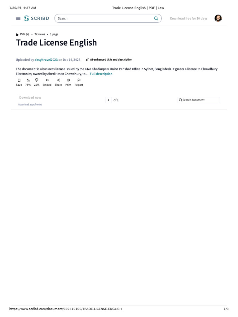 Trade License English _ PDF _ Law | PDF | Scribd | World Wide Web