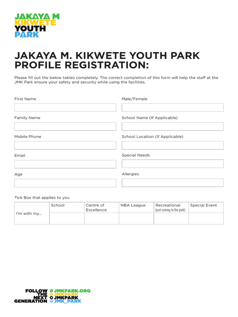 Jmk-Park Final Eng Swa Registration-Form-Editable | PDF