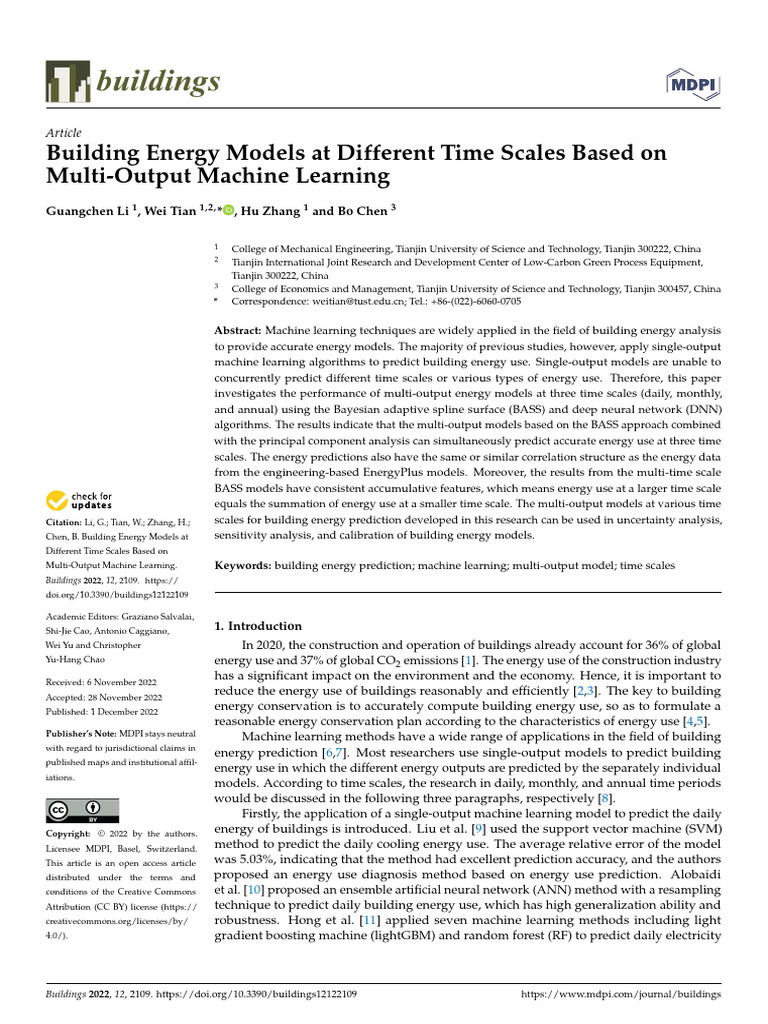 Building Energy Models at Different Time Scales Based on Multi-Output Machine Learning | PDF ...