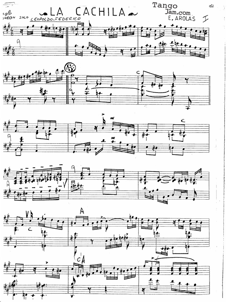 La Cachila (Handwritten) - Tango - Leopoldo Federico - 2 | PDF