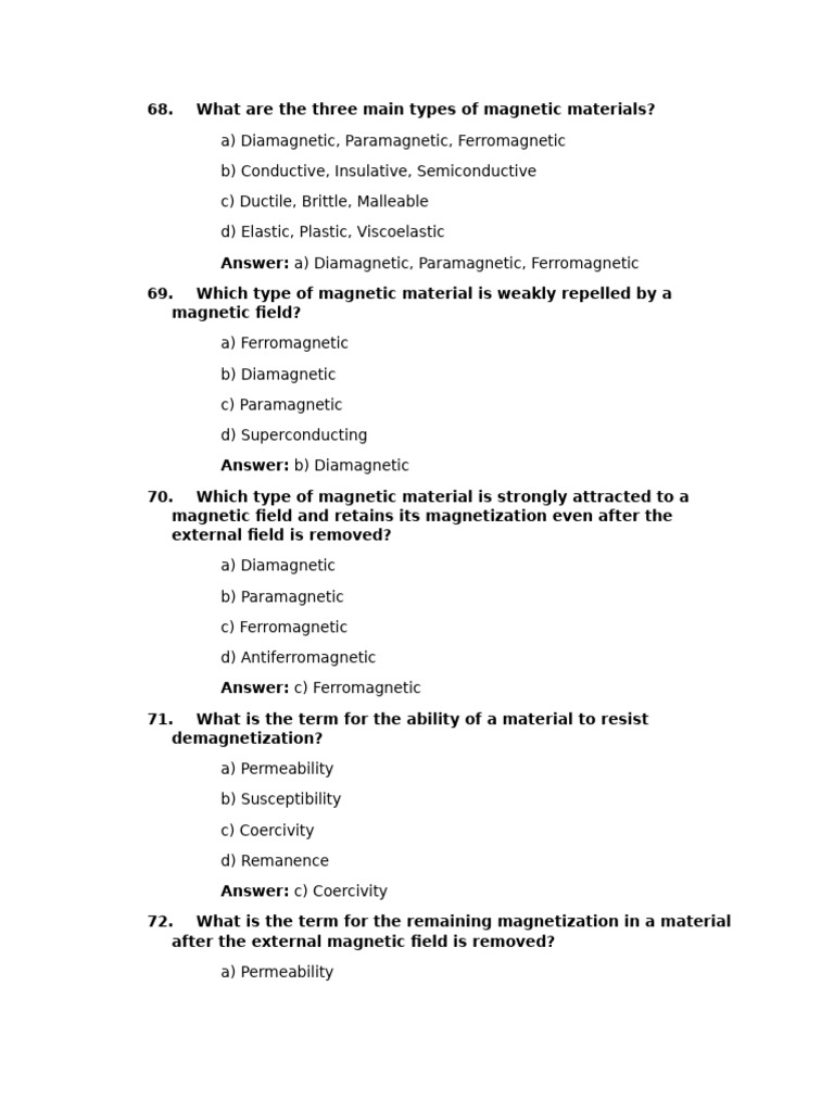 What Are The Three Main Types of Magnetic Materials | PDF | Light ...