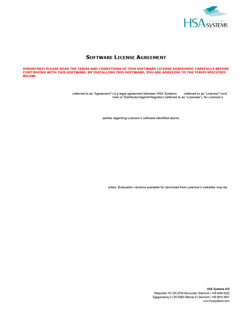 Software License Agreement. v.1.7 - EN | PDF | License | Legal Liability
