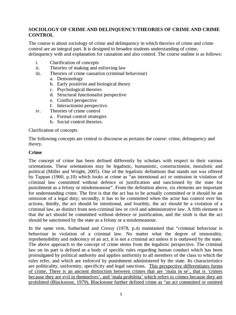 Sociology of Crime and Delinquency | PDF | Crime & Violence | Crimes