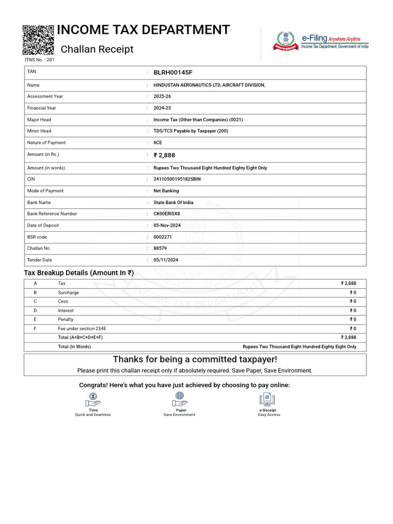 TCS Challan Oct 2024 | PDF | Taxes | Economies
