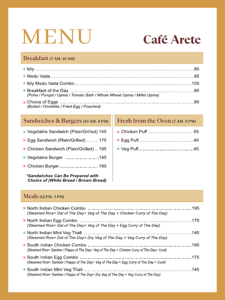 Snacks Arete Menu | PDF