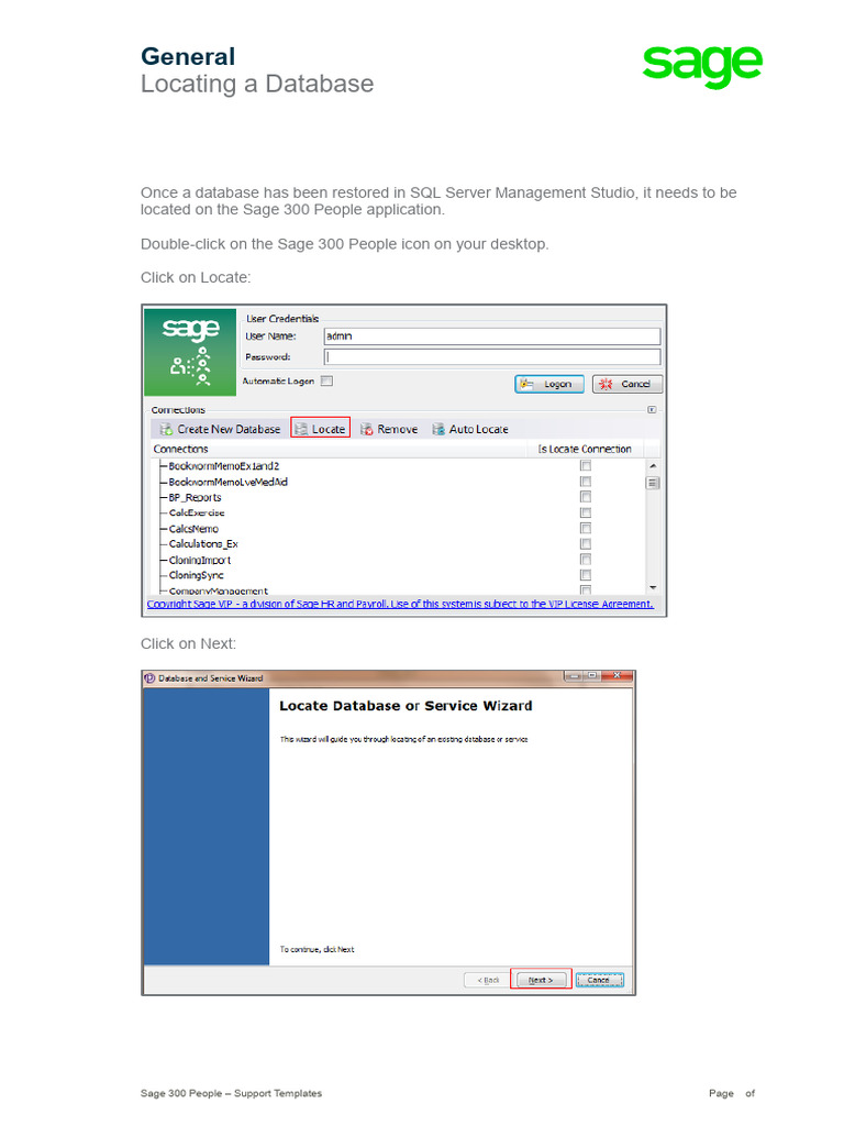 Sage 300 People Locating A Database | PDF