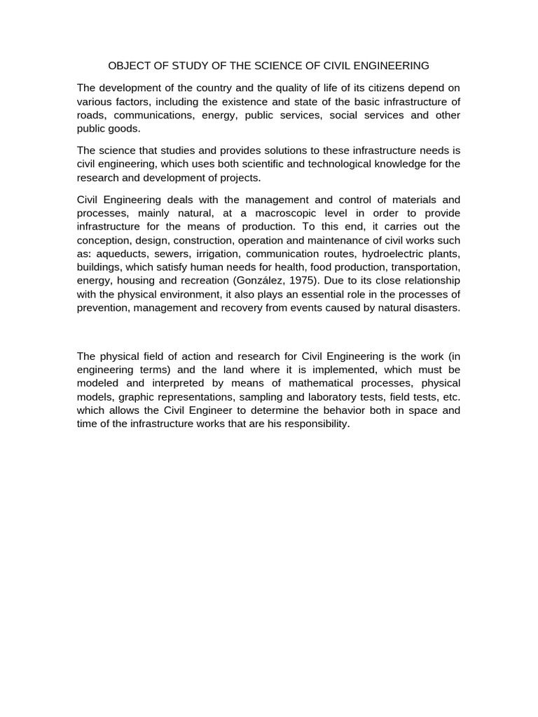 Object of Study of The Science of Civil Engineering 123 | PDF | Civil ...