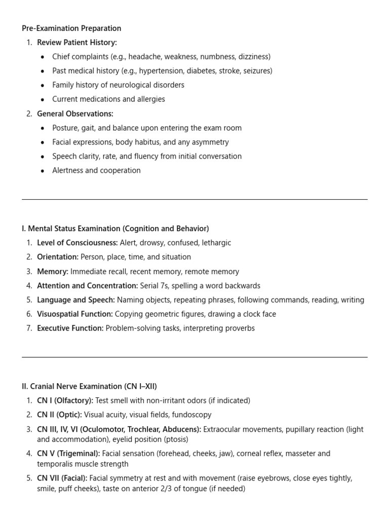 NERVOUS EXAMINATION | PDF | Anatomical Terms Of Motion | Human Anatomy