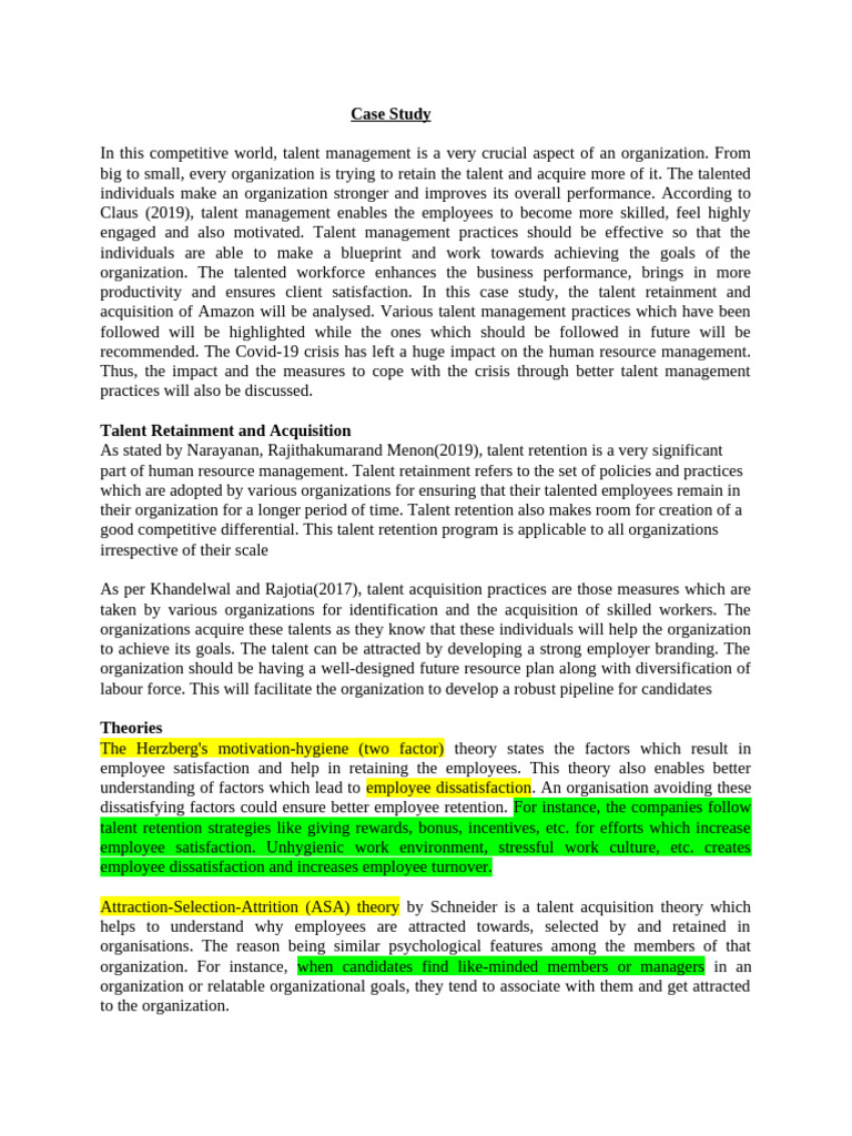 AMAZON CASE STUDY | PDF | Employee Retention | Talent Management