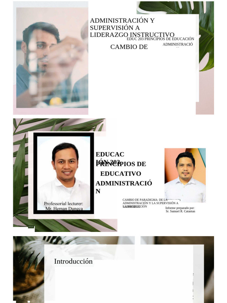 Educ 203 (Cambio de Paradigma en Administración y Supervisión Hacia El Liderazgo Instruccional ...