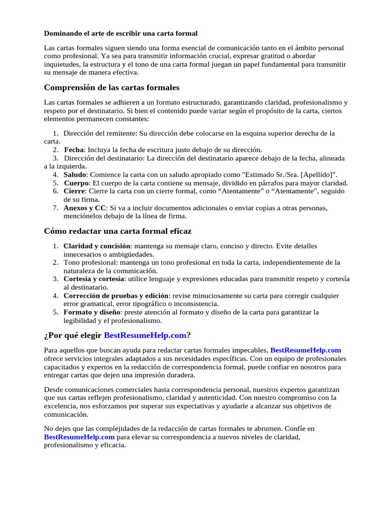 Formato de Carta Formal en Español | PDF