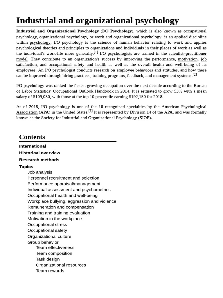 Industrial and Organizational Psychology | PDF | Industrial And ...
