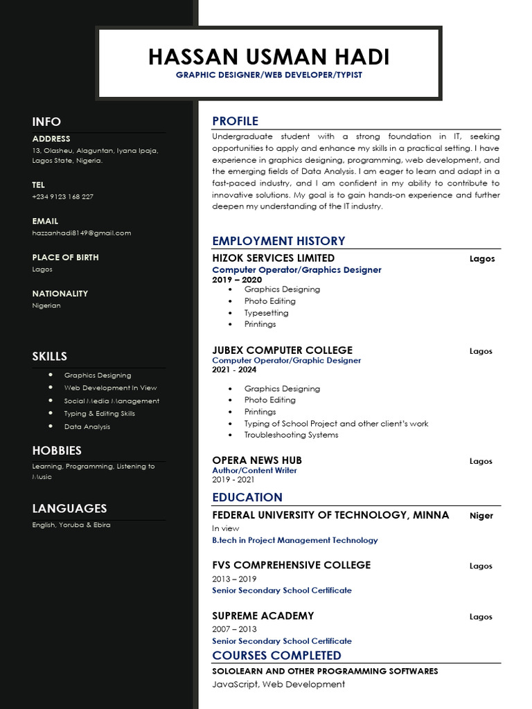 Hassan Typist Cv | PDF | Computing