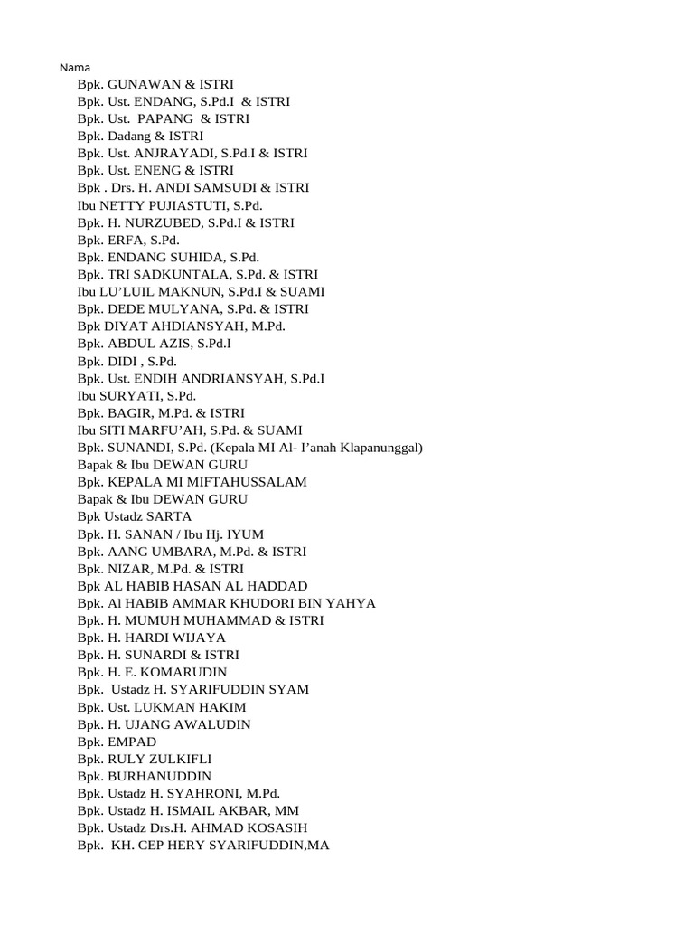 Nama Nama Undangan | PDF