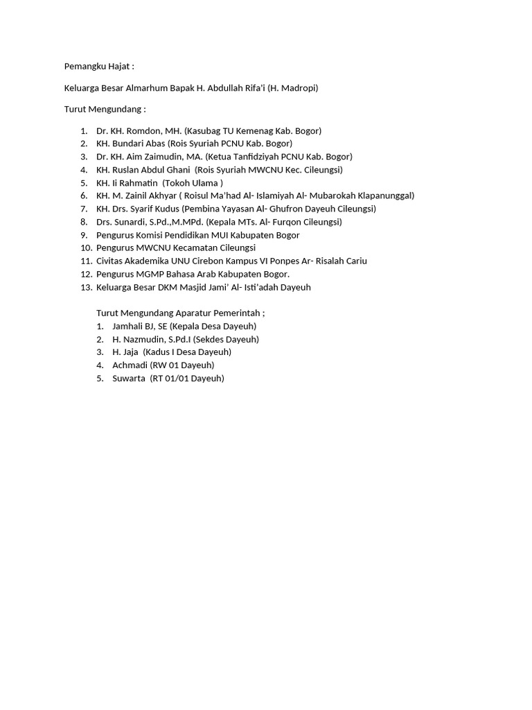 Turut Mengundang Surat Undang Rehan | PDF