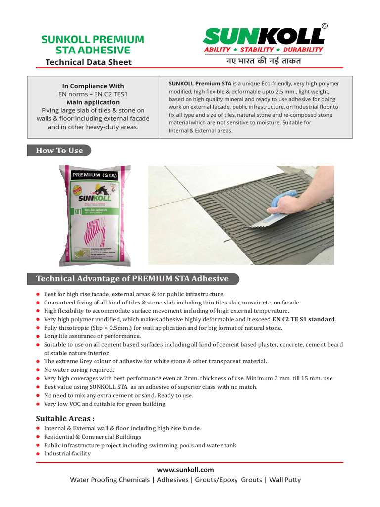 Sunkoll Premium Sta Adhesive | PDF | Adhesive | Materials Science